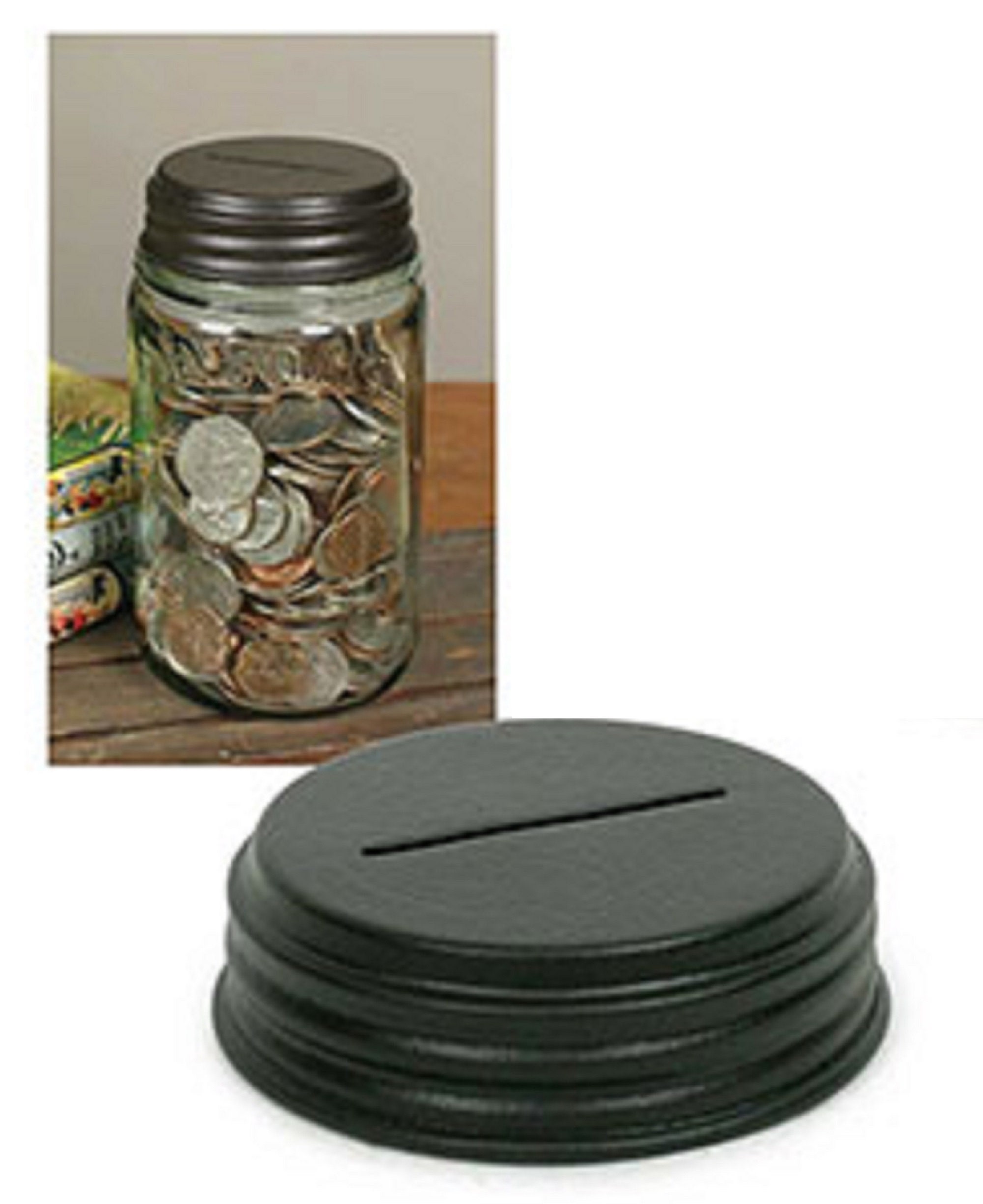 Mason Jar Coin Bank Lid jar Not Included in Black or - Etsy