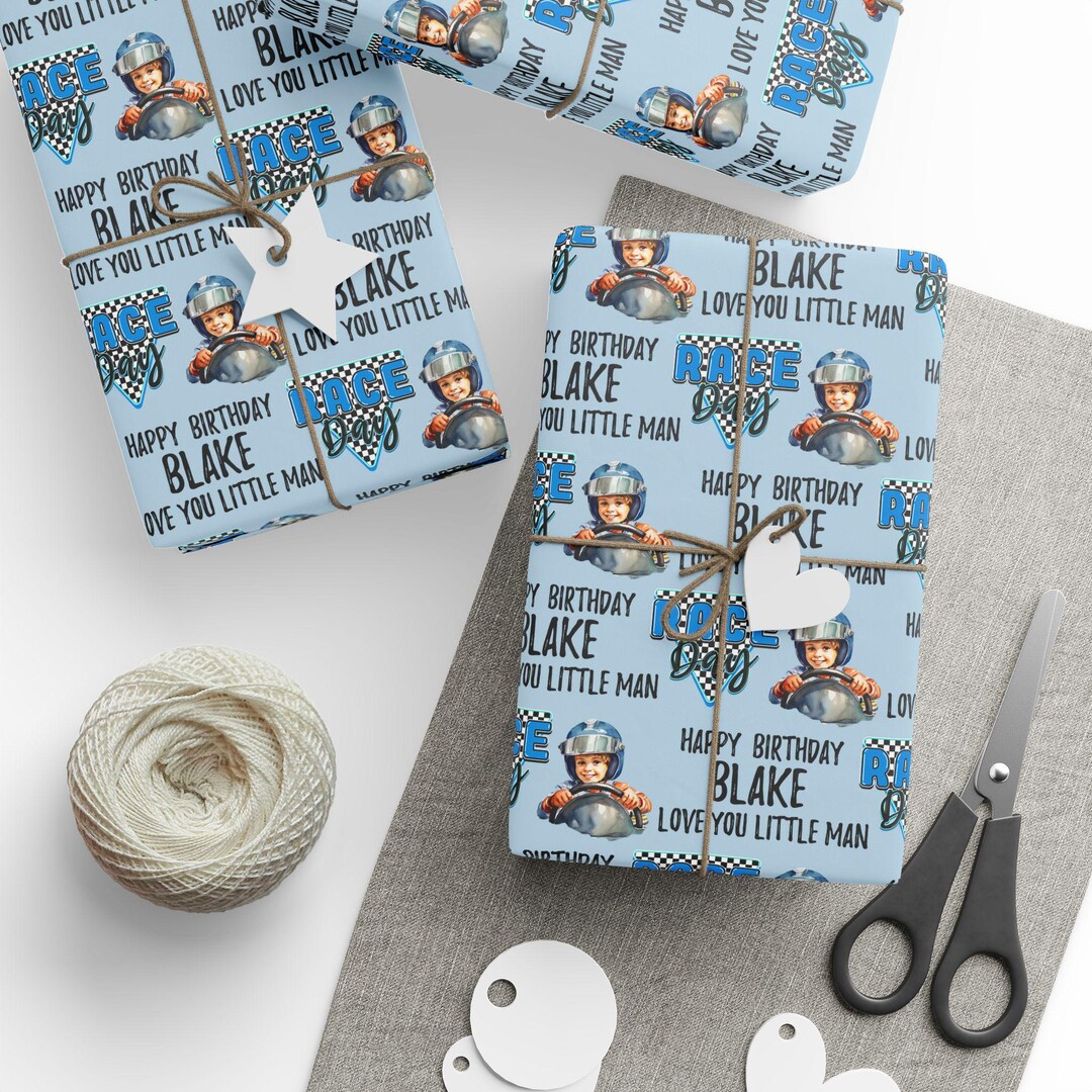Happy Birthday Race Day Gift Wrap -- Customized Wrapping Paper With ...