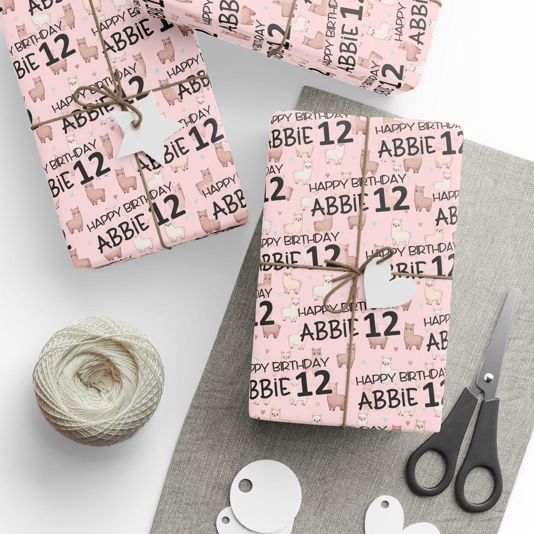 Happy Birthday Alpacas Gift Wrap -- Customized Wrapping Paper With Name ...