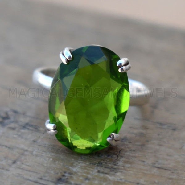 Silver Peridot Ring - Etsy