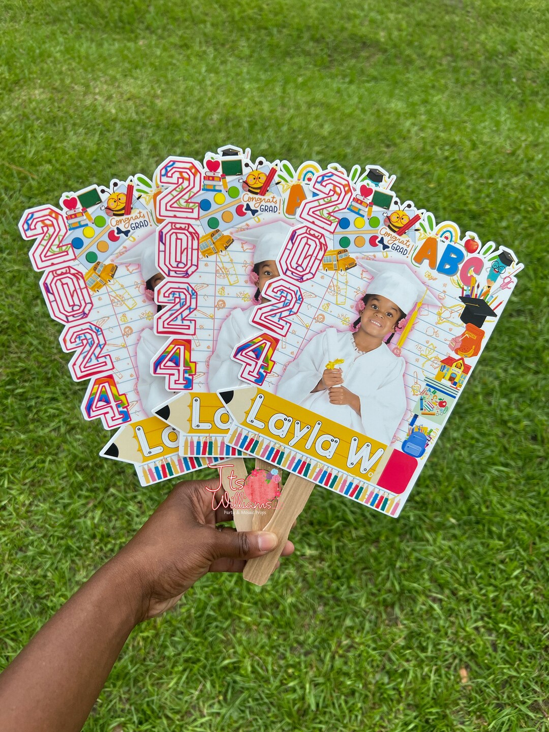 Custom Pre-k Grad Fans, Graduation Fans, Head on a Stick, Custom Face ...