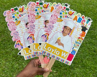 Custom Grad Fans, Graduation Fans, Head on a Stick, Custom Face Fans ...