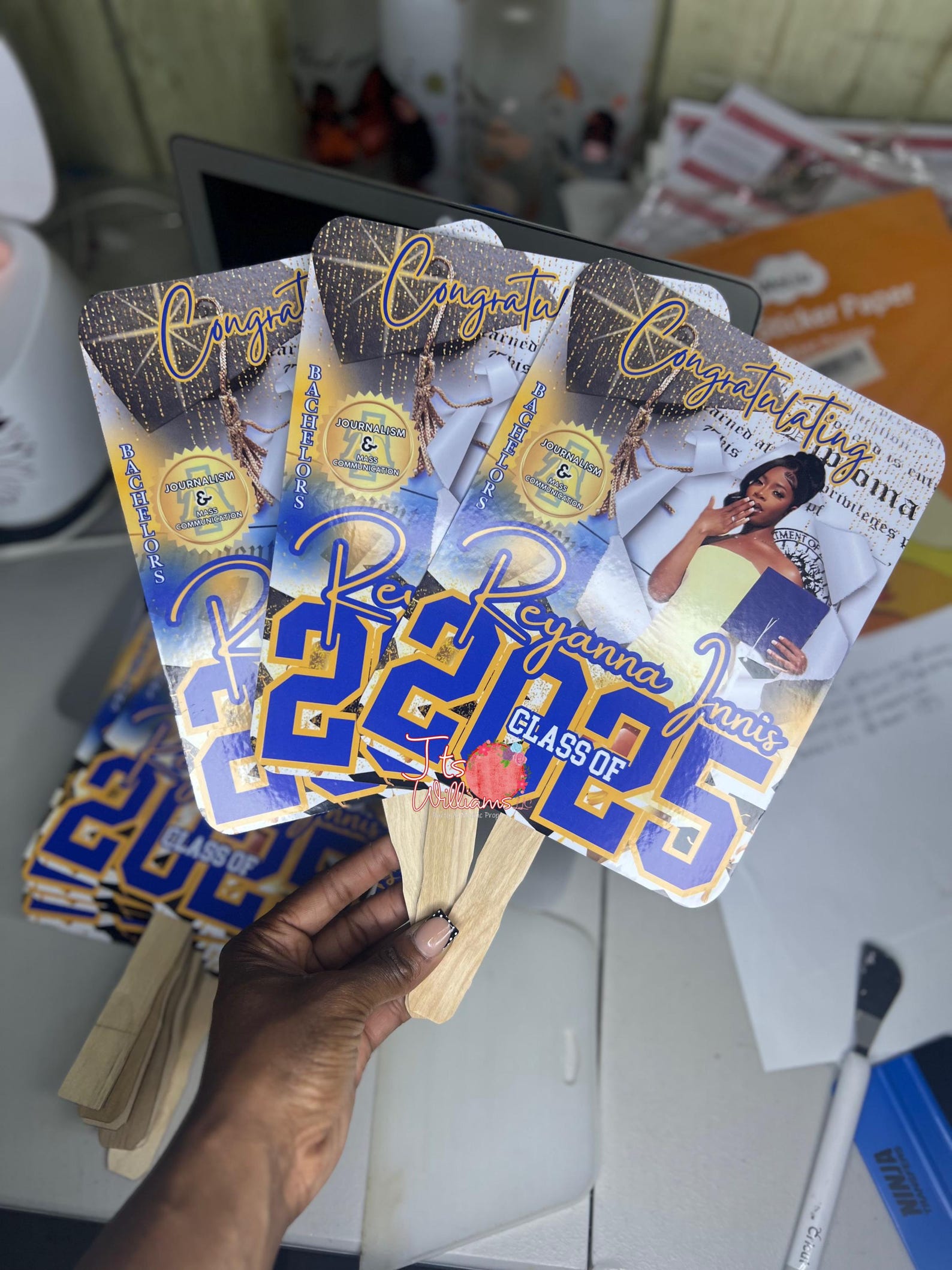 Custom Grad Fans, Graduation Fans, Head on a Stick, Custom Face Fans ...