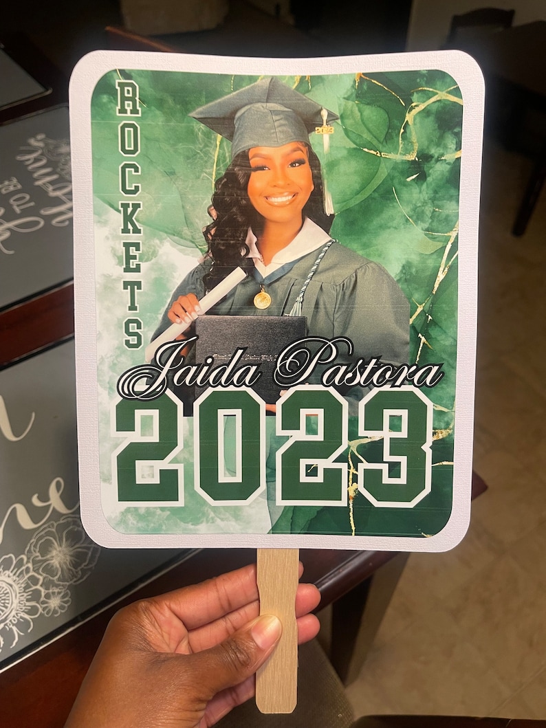 Custom Grad Fans, Graduation Fans, Head on a Stick, Custom Face Fans ...