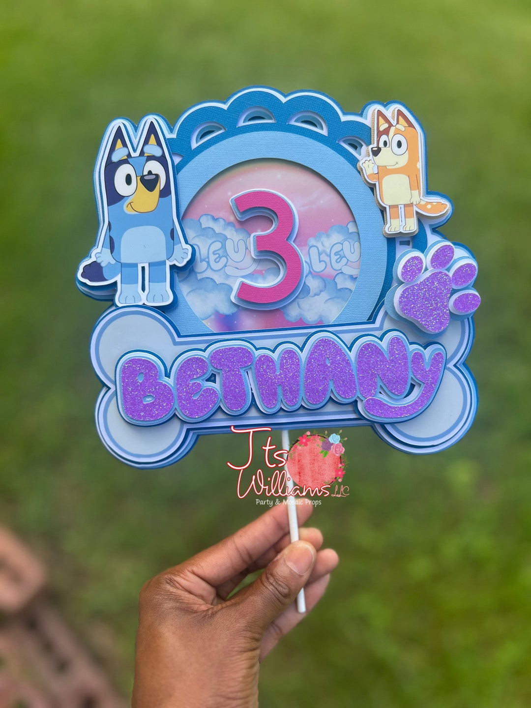 Bluey Themed Cake Topper, Birthday Aged Themed Shaker Cake Topper 3D ...