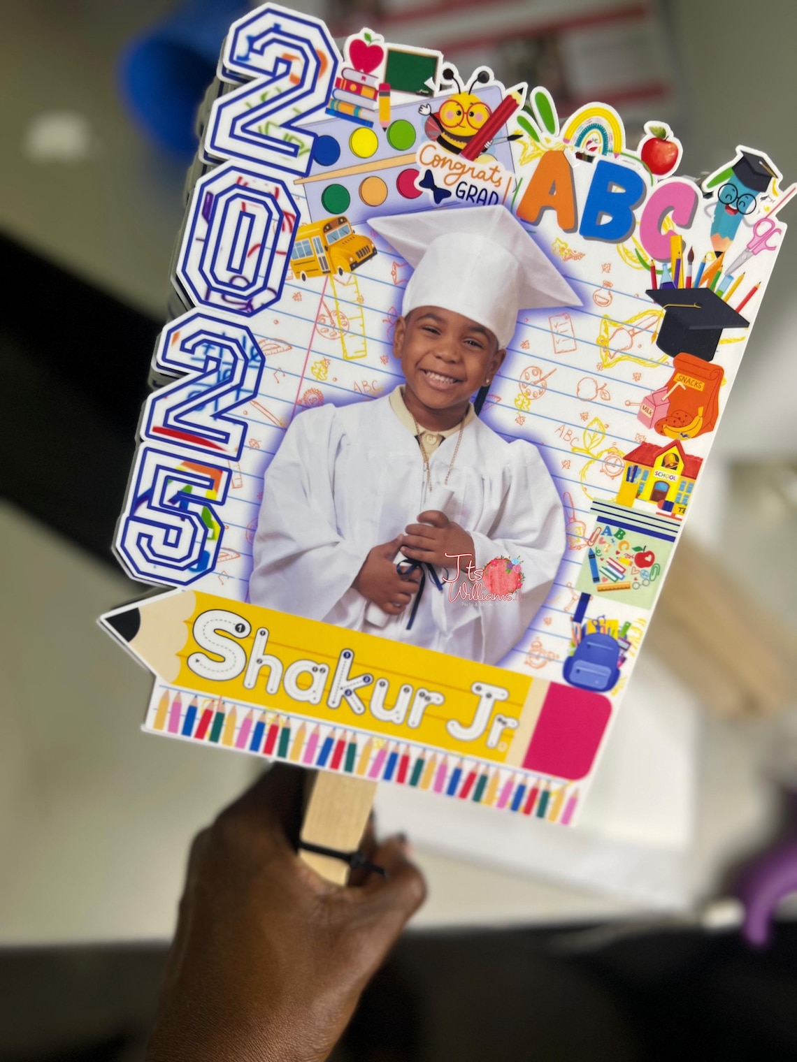 Custom Pre-k Graduation Fan, Head on a Stick, Handheld Fan - Etsy