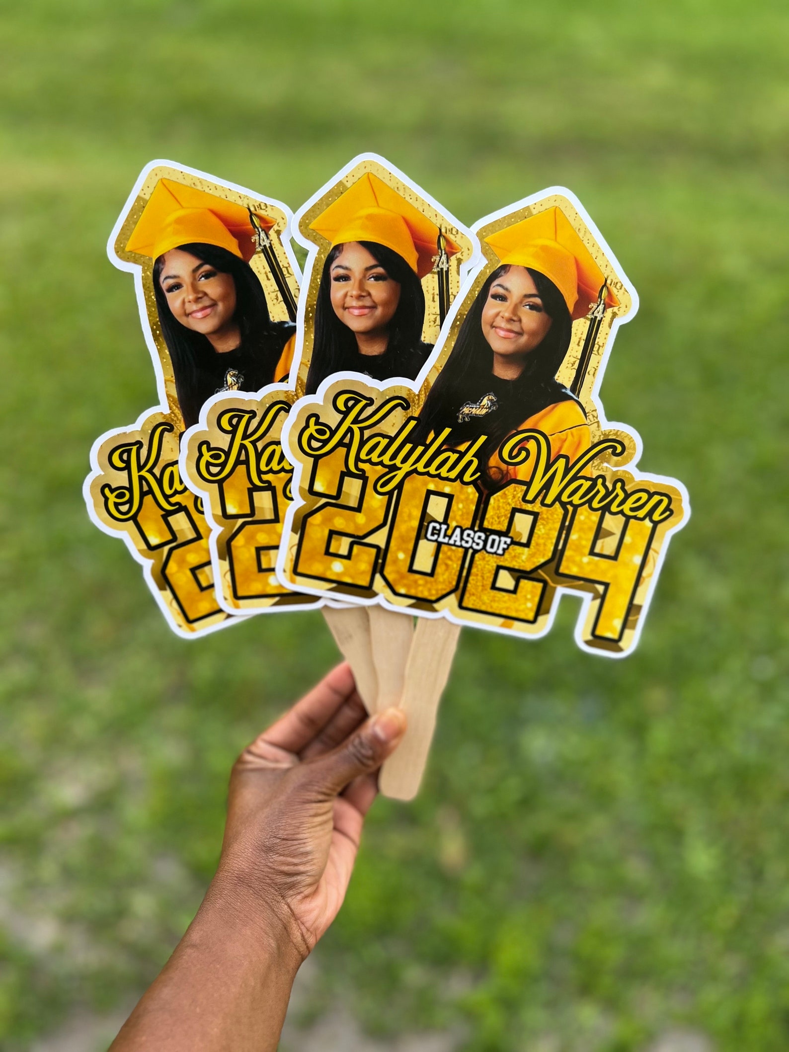 Custom Grad Fans, Graduation Fans, Head on a Stick, Custom Face Fans ...