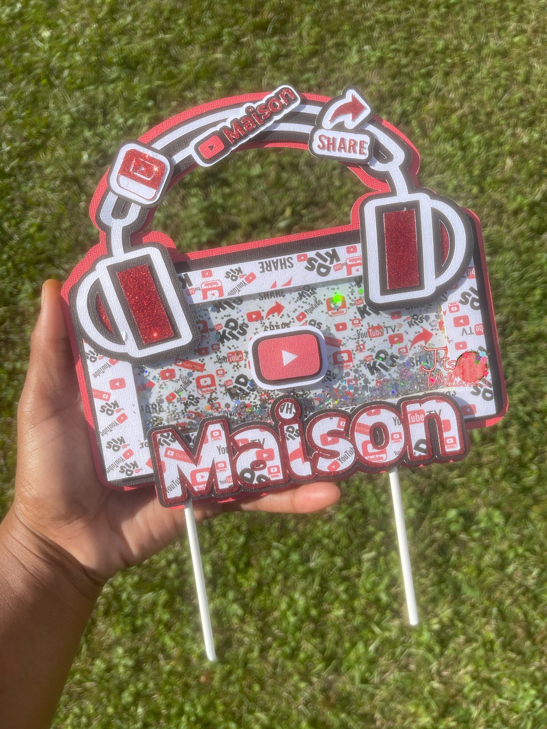 Youtube Inspired Theme Cake Topper Shaker, Youtube Shaker, Youtube Name ...