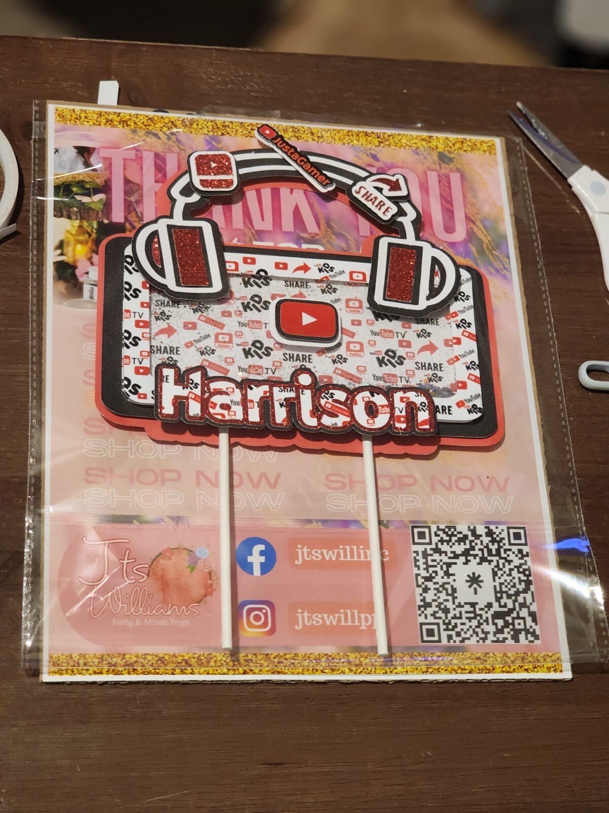 Youtube Inspired Theme Cake Topper Shaker, Youtube Shaker, Youtube Name ...