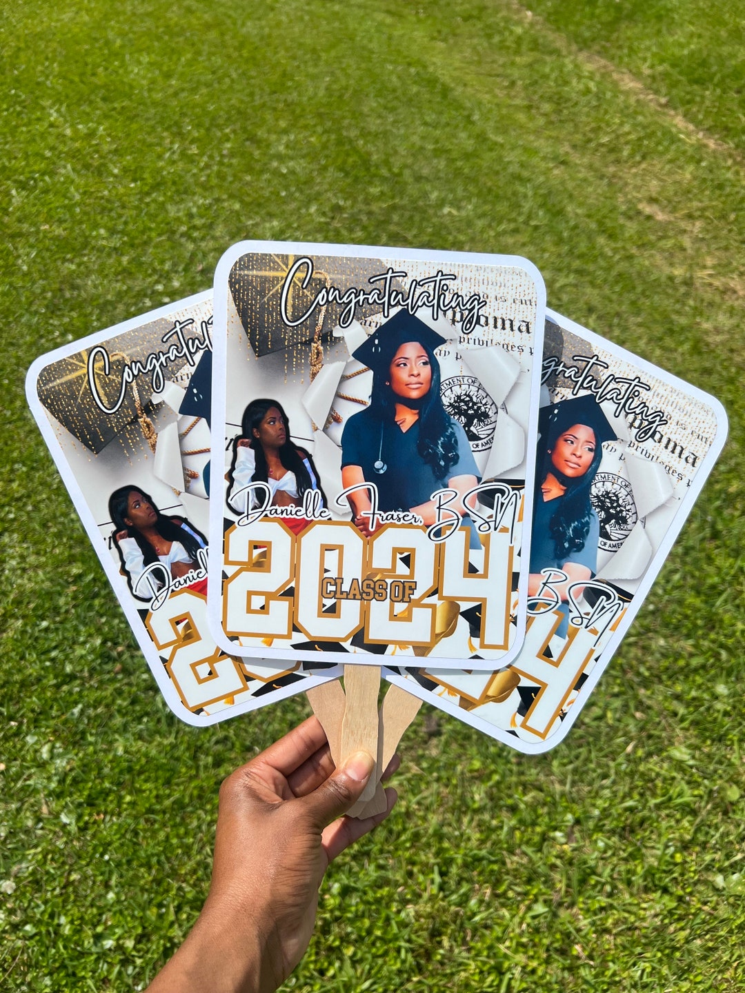 Custom Grad Fans, Graduation Fans, Head on a Stick, Custom Face Fans ...
