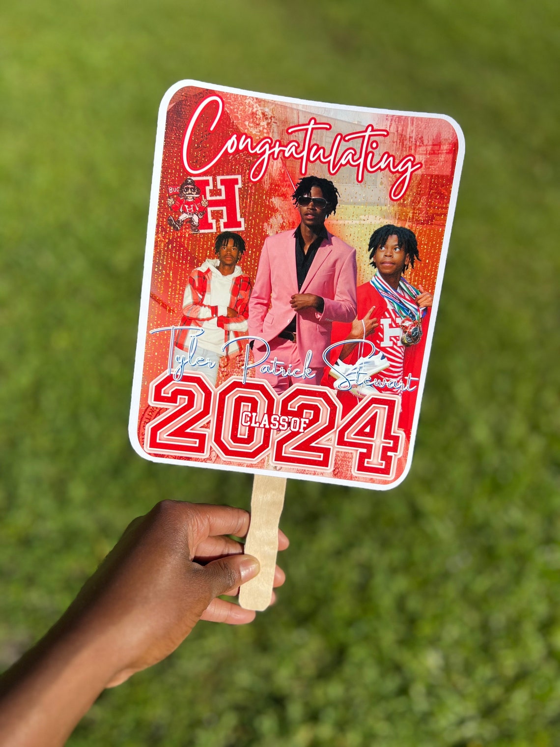 Custom Grad Fans, Graduation Fans, Head on a Stick, Custom Face Fans ...
