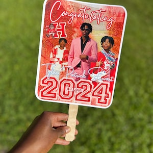 Custom Grad Fans, Graduation Fans, Head on a Stick, Custom Face Fans ...