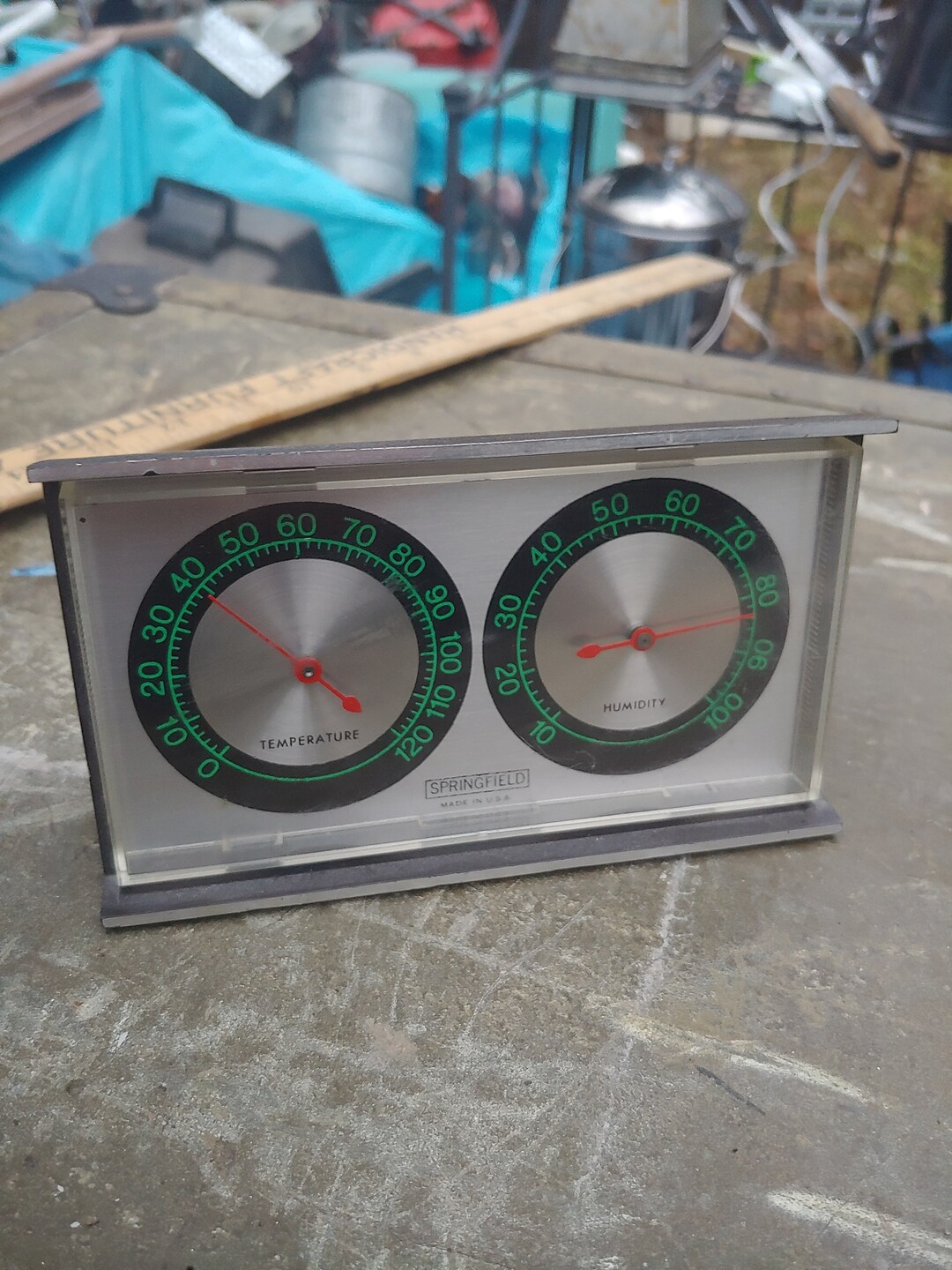 Mid Century Desktop Weather Station Springfield Instrument Barometer ...