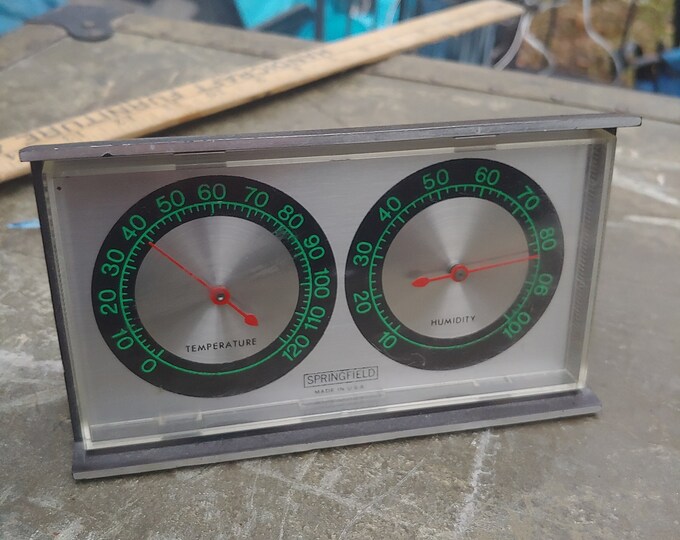 Mid Century Desktop Weather Station Springfield Instrument Barometer ...