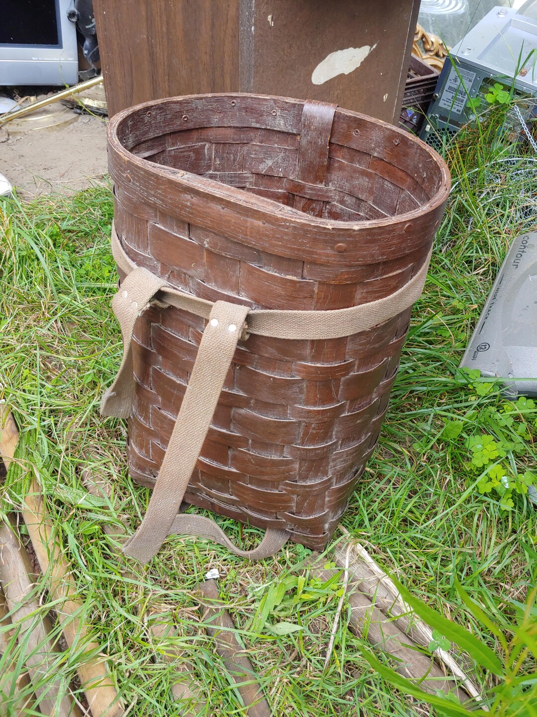 RARE Antique AMERICAN Adirondack Gathering Trapper Woven Basket ...