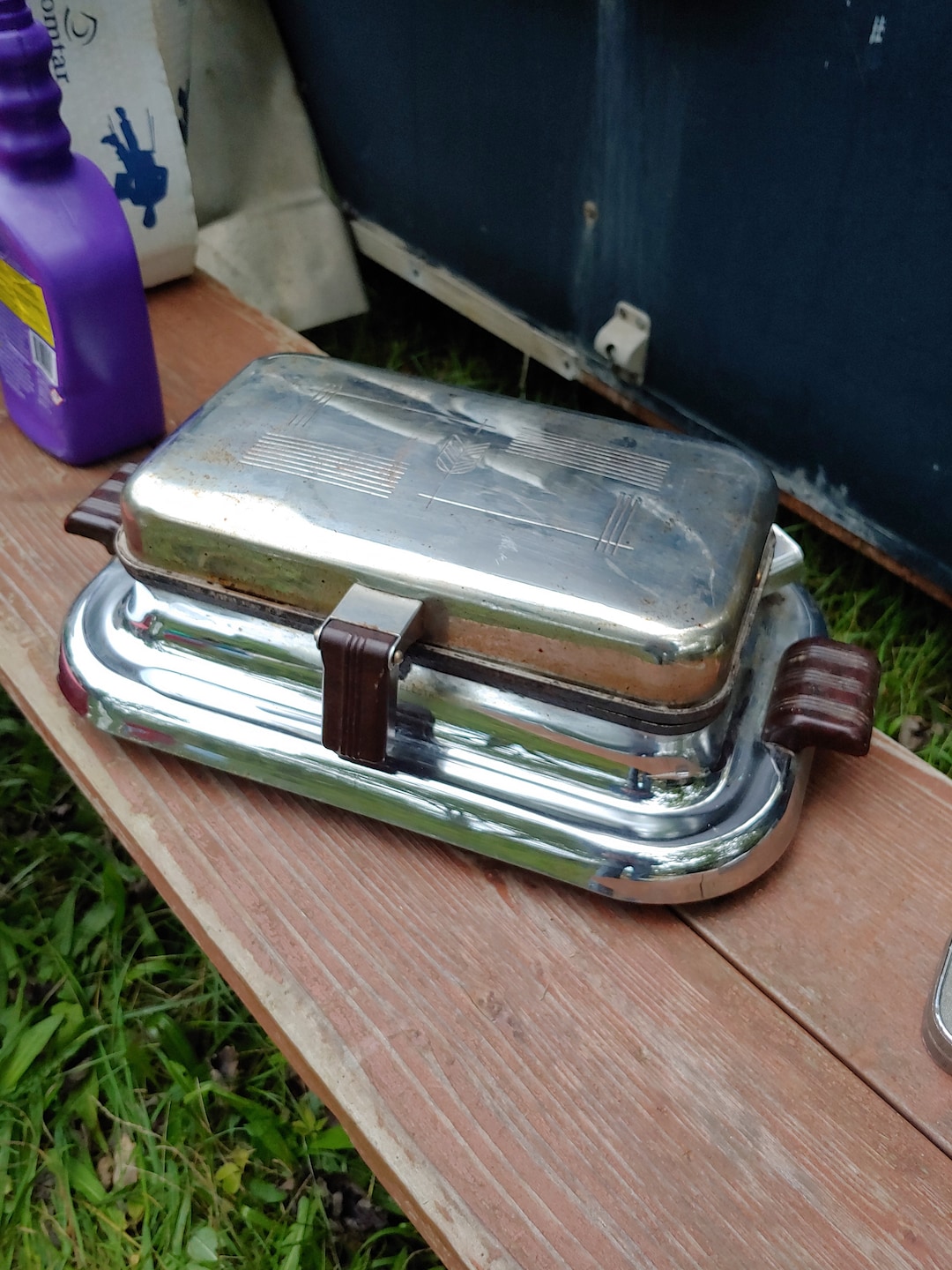 Vintage General Electric Chrome Art Deco Waffle Maker/gridle GE Model ...