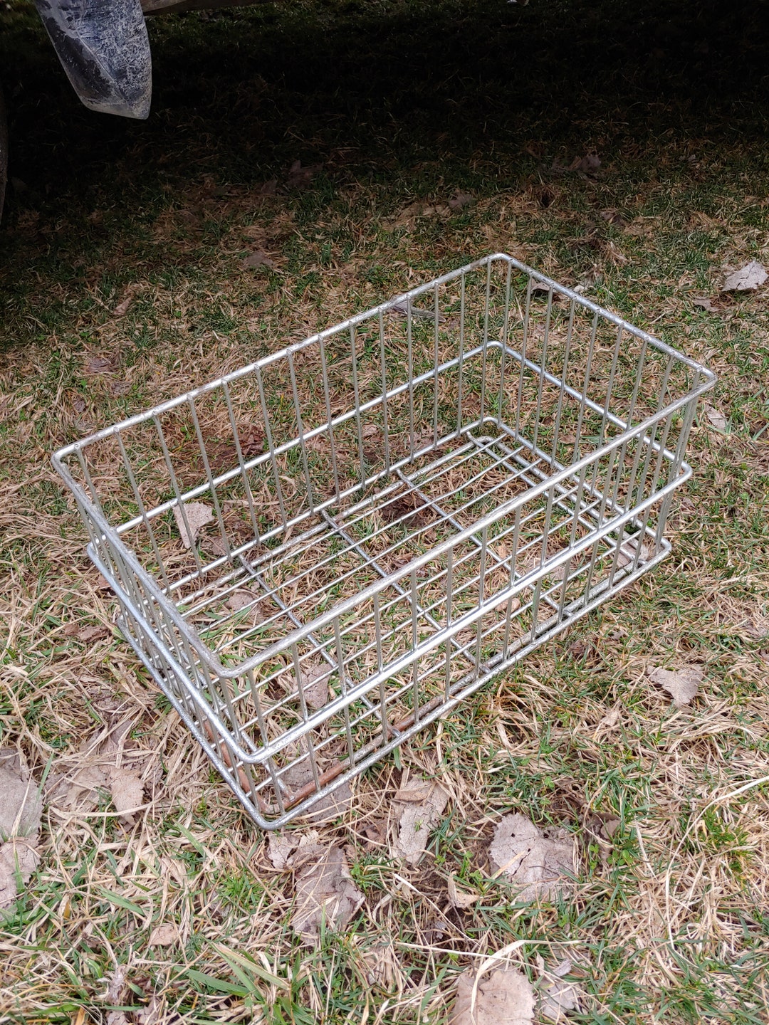 Vintage Large Metal Wire Milk Crate Box Metal Bin Rustic Industrial ...