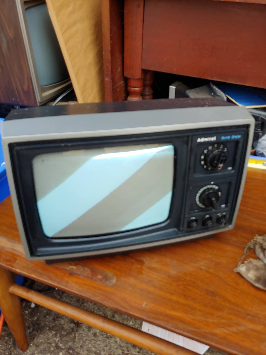 Vintage 70s Admiral Portable Solid State Tube Television Black and ...