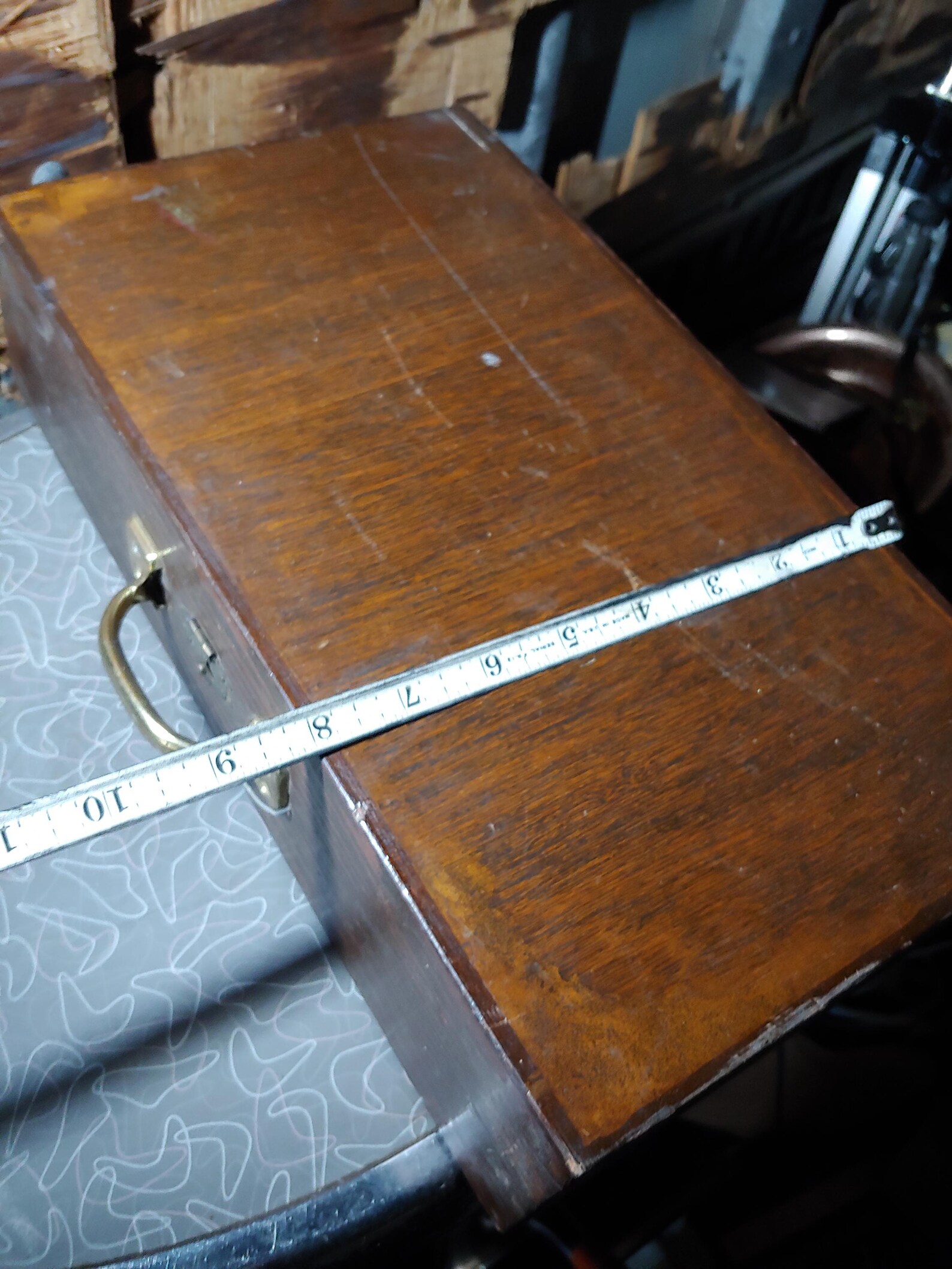 Antique Oak Salesman Sample Wooden Carry Suitcase Trunk With Carry ...