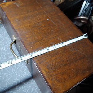 Antique Oak Salesman Sample Wooden Carry Suitcase Trunk With Carry ...