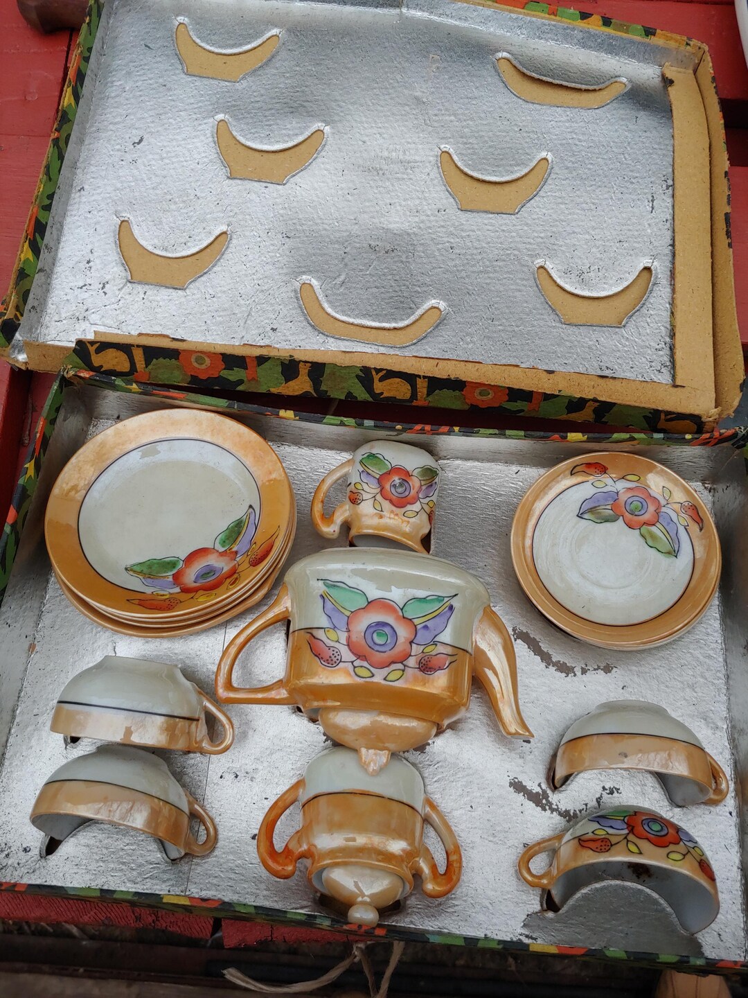 Little Hosstess Tea Set 1930s Porcelain Lusterware CHILD'S TEA SET ...