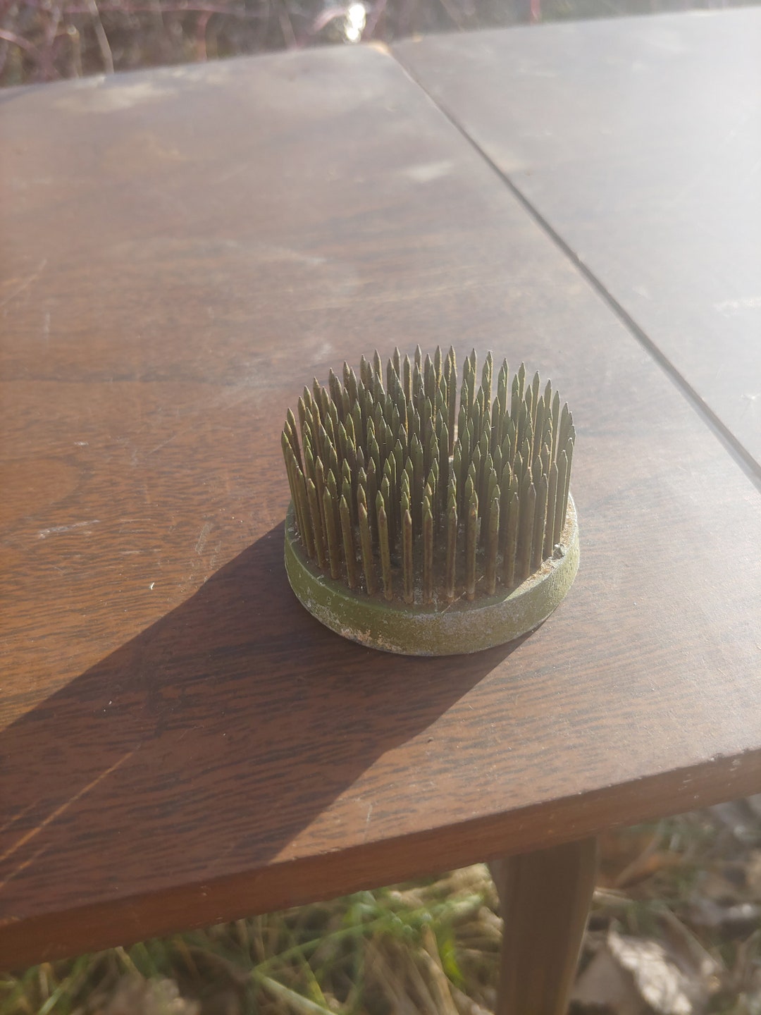 Lead Cast Iron Flower Frogs With Brass Metal Spikes / Constructed ...