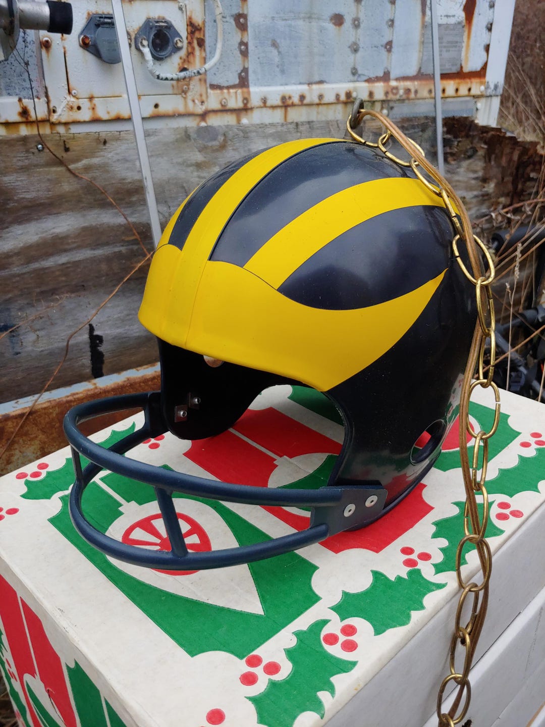 University of Michigan Hanging Helmet Lamp Light Vintage U of M 1960s ...