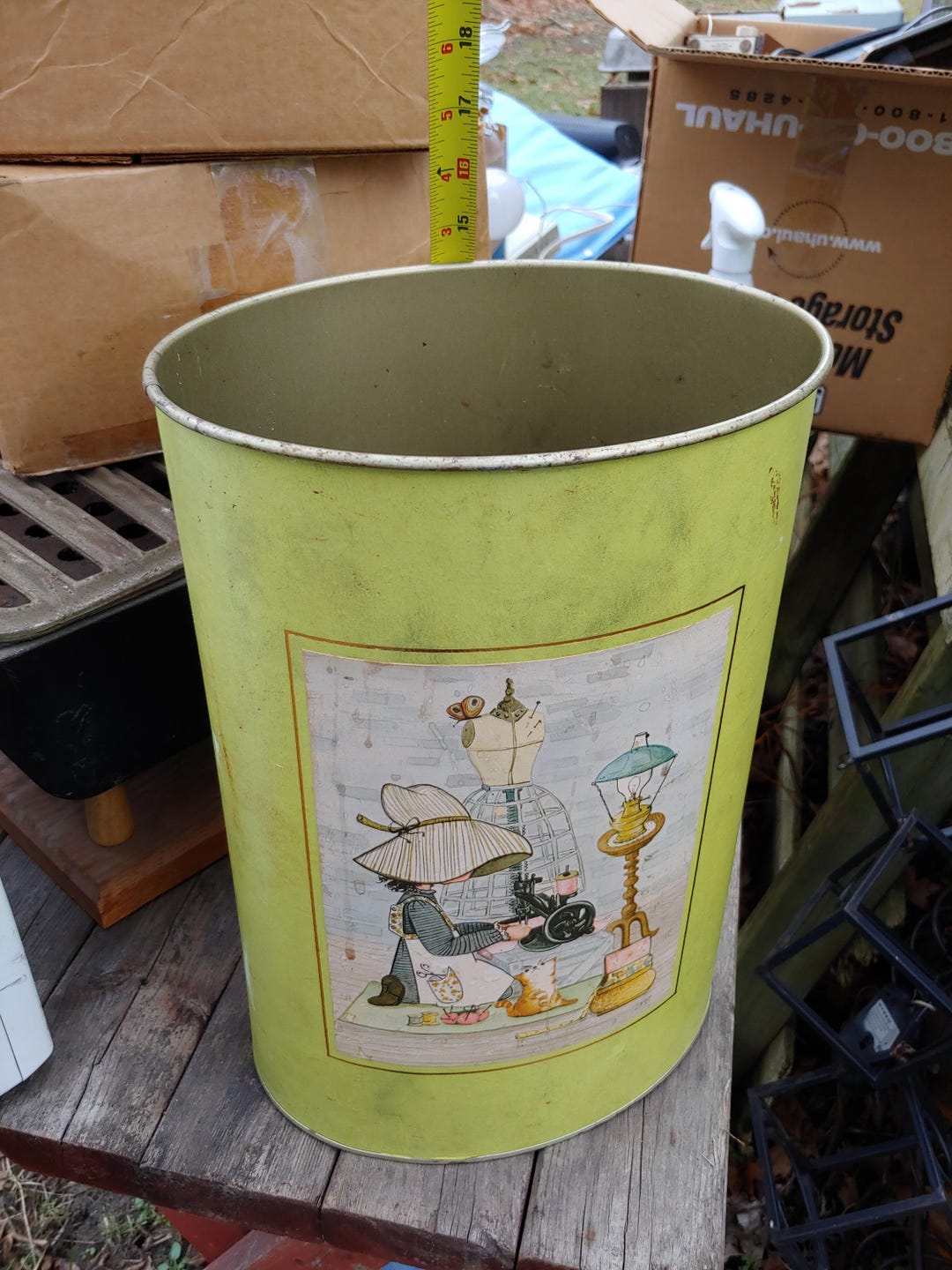 Vintage Metal Trash Can Oval Stylecraft Balto Mass 1950s Bathroom Waste ...