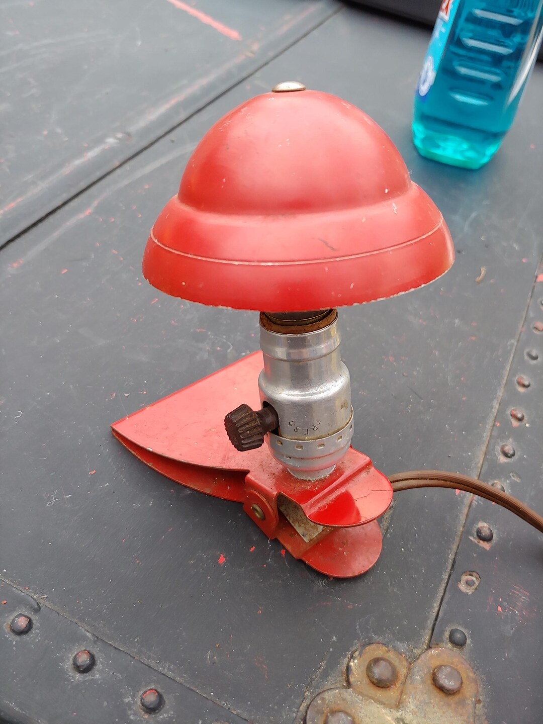 Art Deco Metal Helmet Shade Clip-on Book Light, Vintage Electric ...