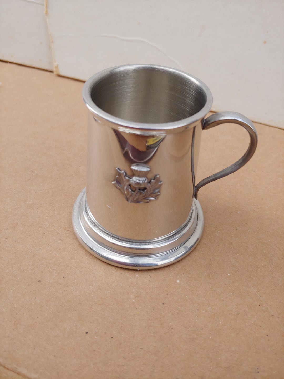 Vintage Pewter Mug Tankard Scottish Piper Pewter Co Mini Ale Tankard ...