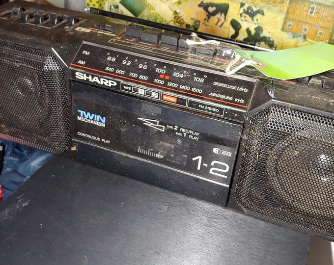 VTG Sharp Boombox Stereo Radio Dual Cassette Tape Recorder Stereo 1980s ...