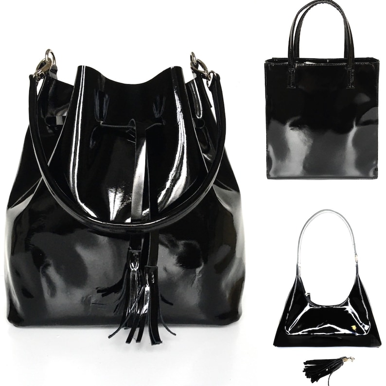 Lacquer Leather Genuine Leather Black Patent Leather Sheets | Etsy