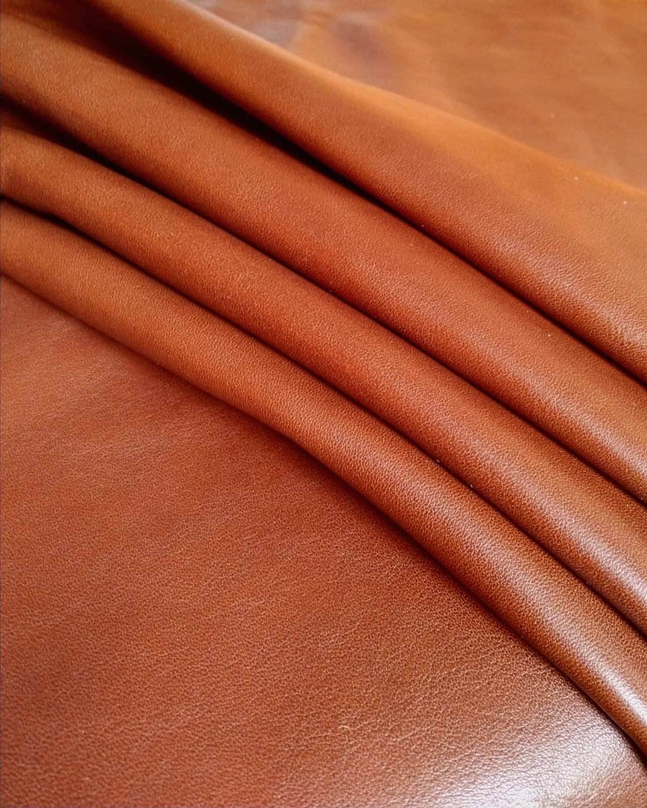 ITALIAN BRIGHT BROWN color leather sheets Cognac color leather | Etsy