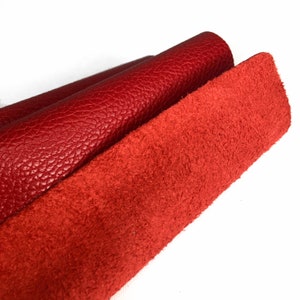 Red Pebble Leather Sheets: Genuine Cowhide for Crafts - Etsy