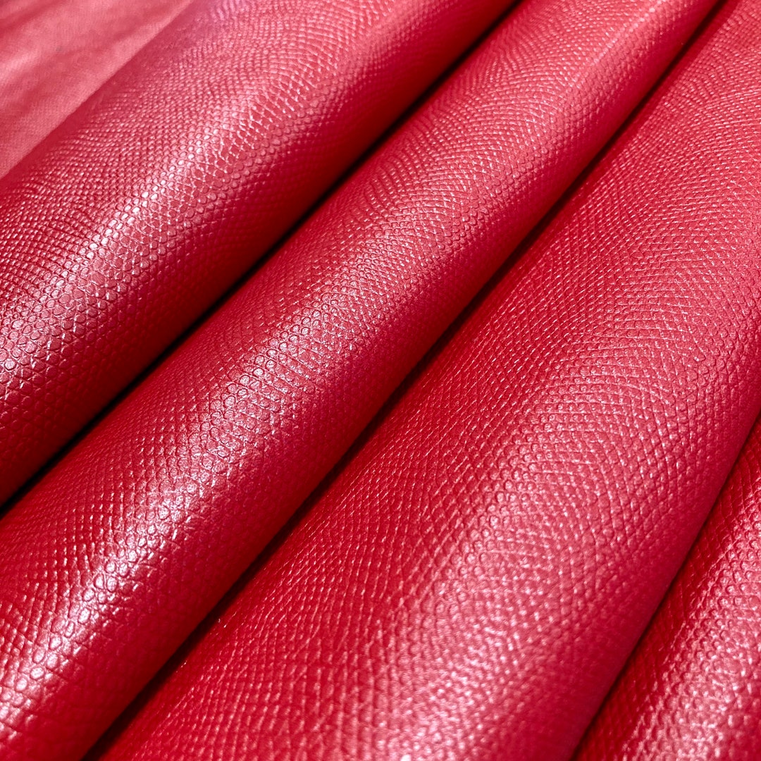 ITALIAN RED COLOR Leather With Reptile Emboss Sheets Real Leather With ...