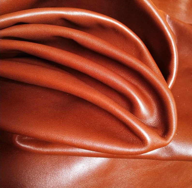 ITALIAN BRIGHT BROWN color leather sheets Cognac color leather | Etsy