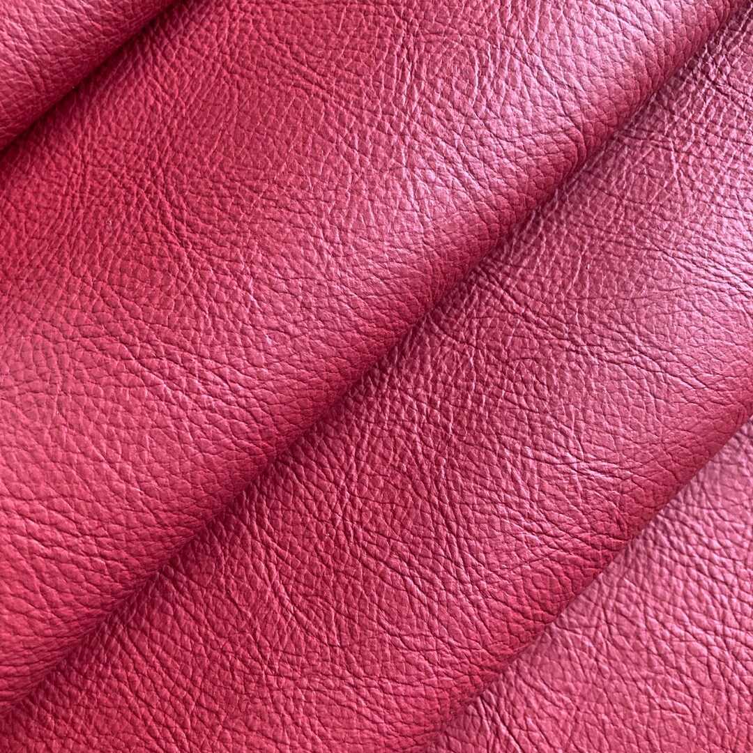FULL GRAIN Cherry Red Leather Sheets Deep Grain Texture Leather Pebble ...