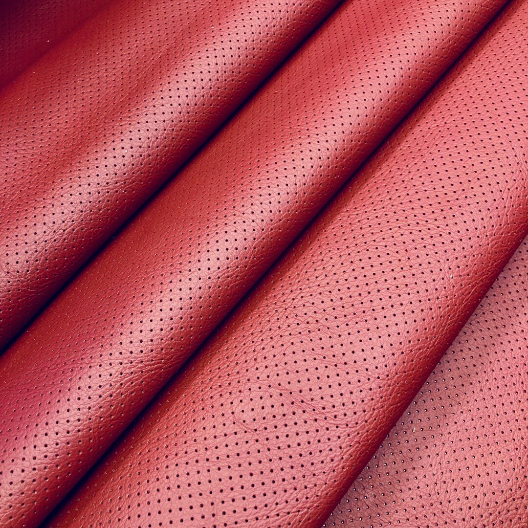 Bourbon Red Perforated Italian Leather Sheet: Automotive Upholstery ...