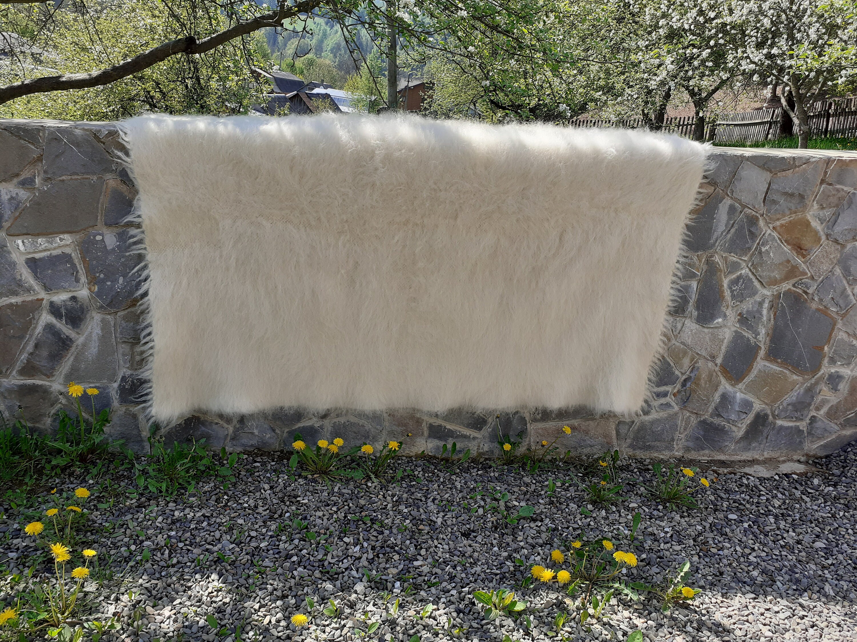 Handmade Wool Blanket Lizhnyk, White Queen Size Sheep Wool Bedcover ...