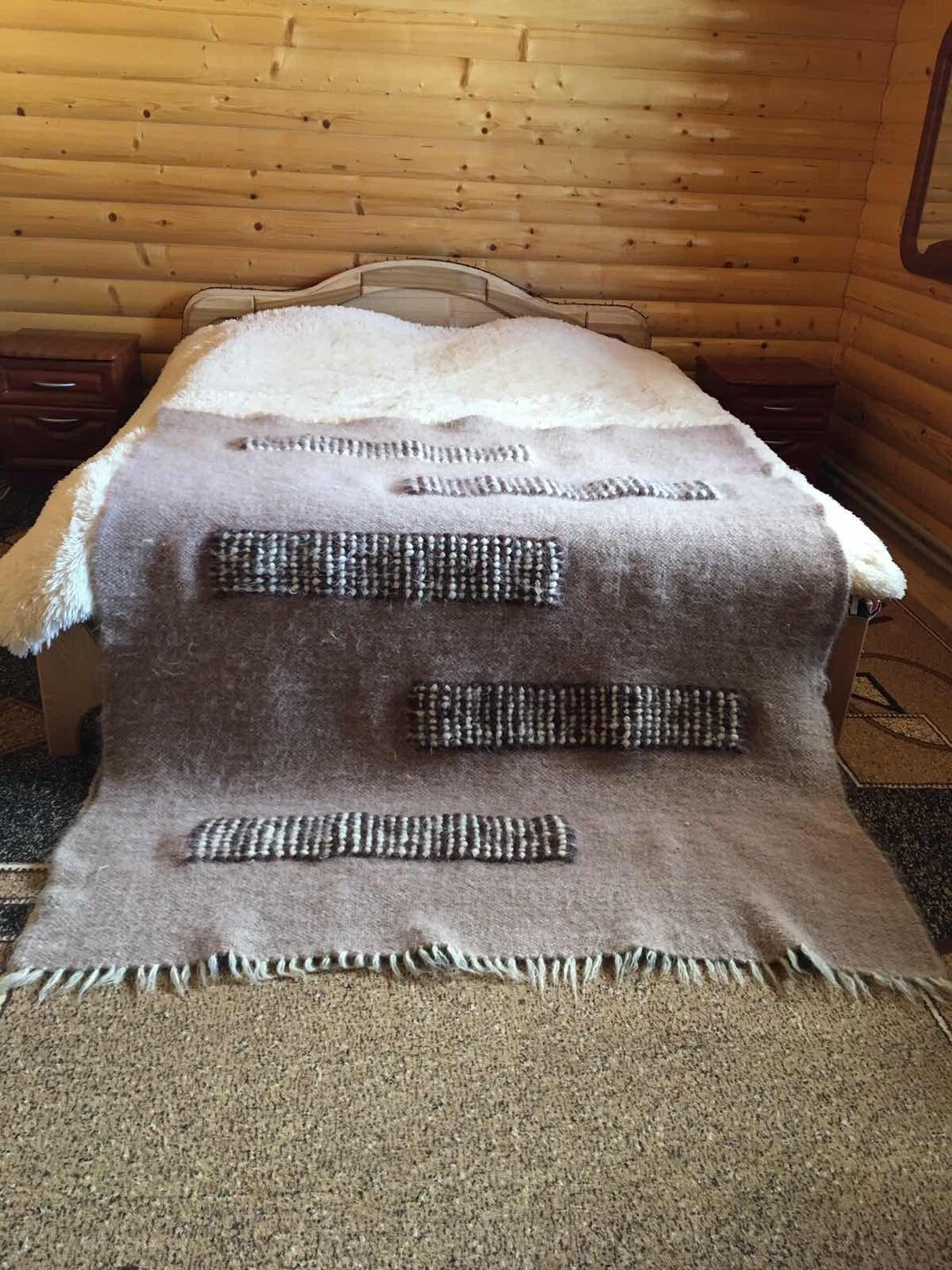 Natural Wool Throw, Sheep Wool Blanket, Woven Wool Blanket, King Size ...