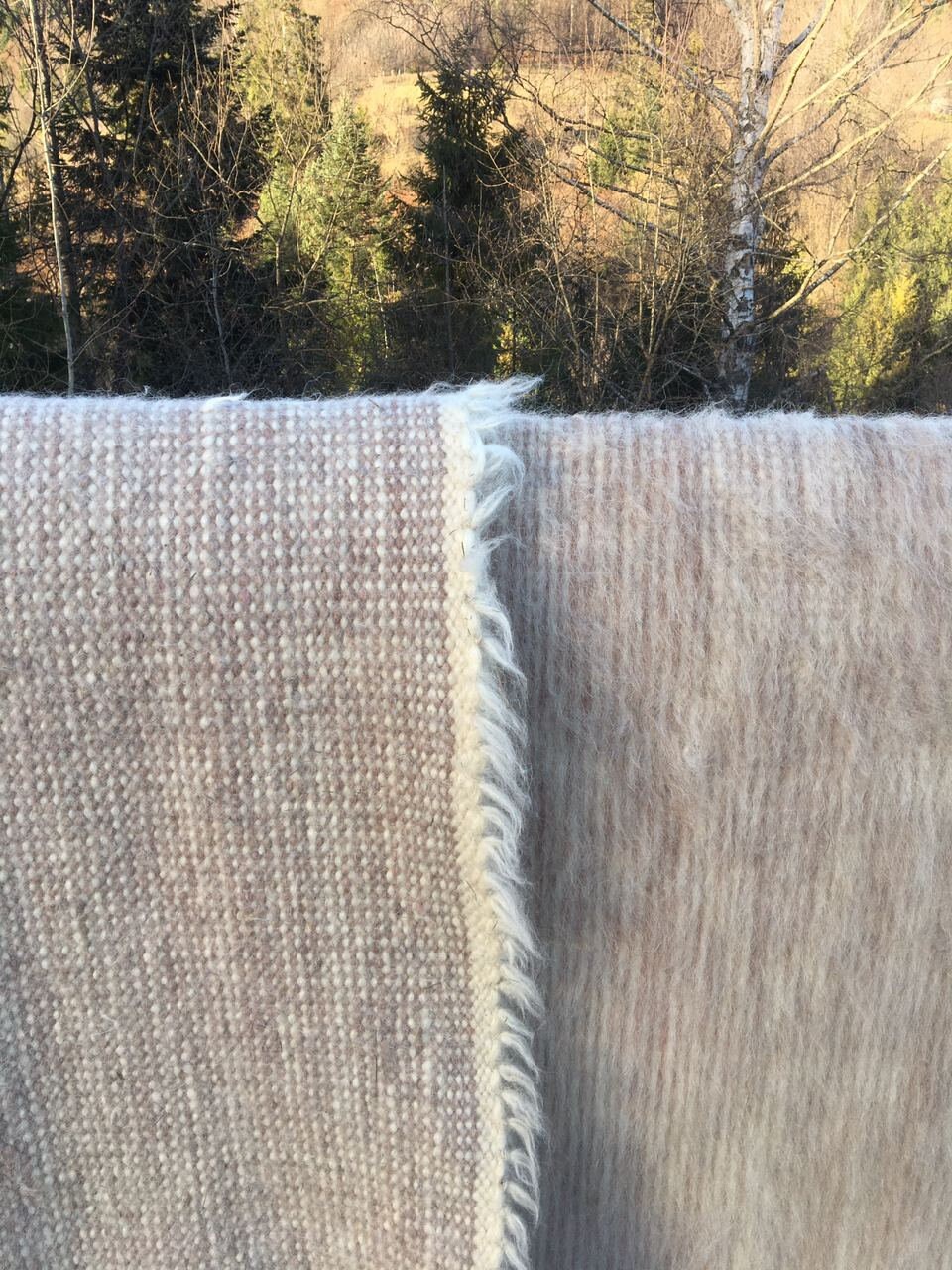 Organic Wool Blanket Throw, Handmade Beige Area Rug, Natural Sheep Wool ...