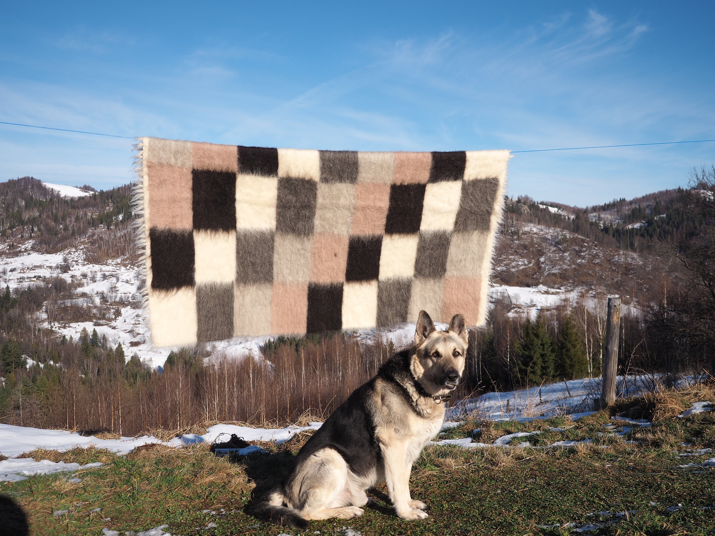 Hutsul Wool Blanket Lizhnyk, Throw Blanket, Woven Wool Art, Bedspread ...