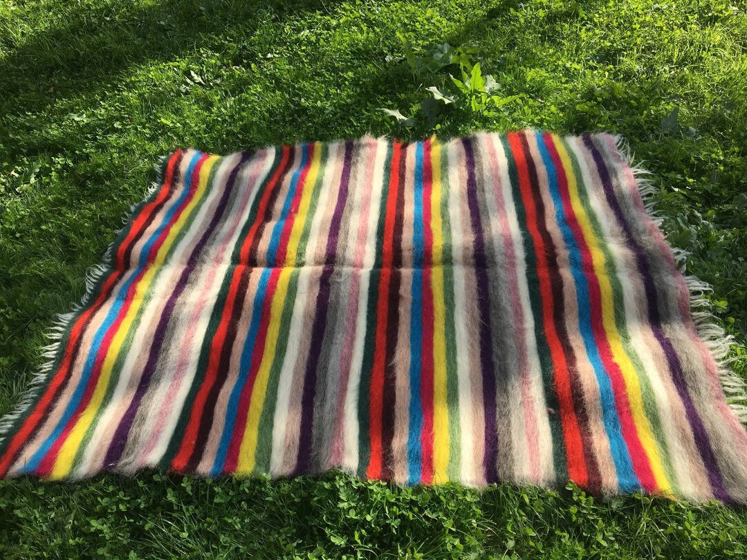 Geometric Floor Wool Mat, Colorful Area Carpet, Boho Floor Decor ...
