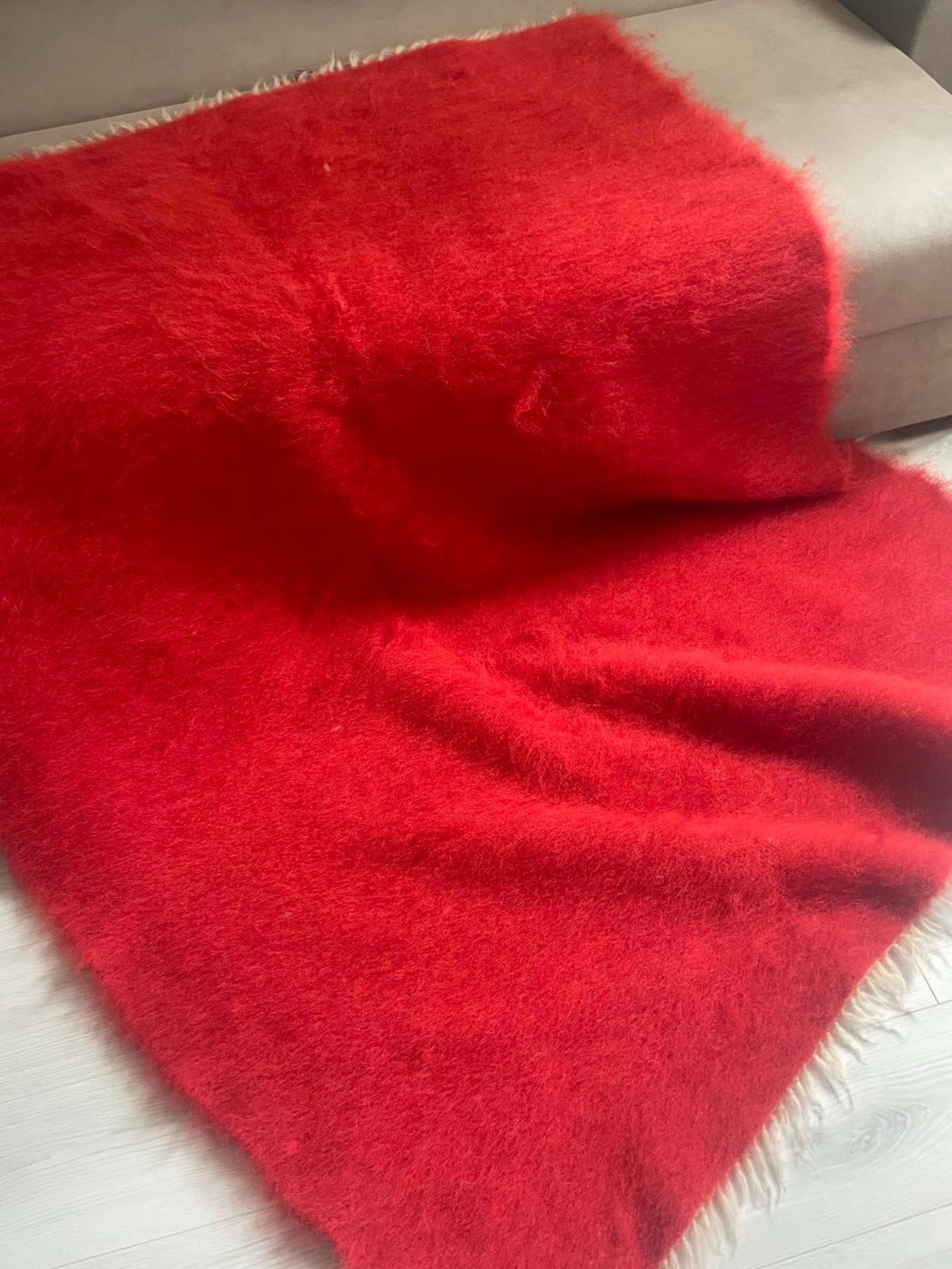 Handmade Wool Blanket, White Queen Size Sheep Wool Bedcover, Soft ...