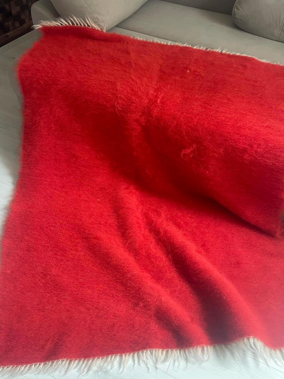 Handmade Wool Blanket, White Queen Size Sheep Wool Bedcover, Soft ...