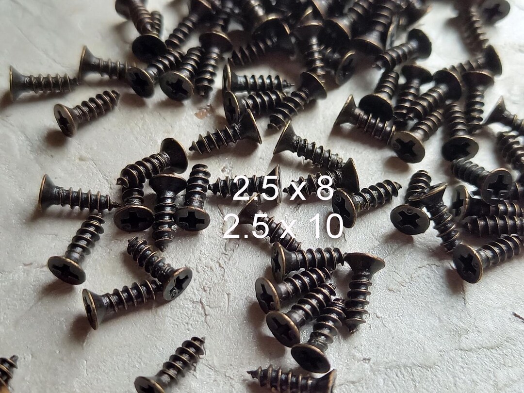 2.5x8/2.5x10 Mm Old Bronze Small Screws 100 Psc- Miniature Screws ...