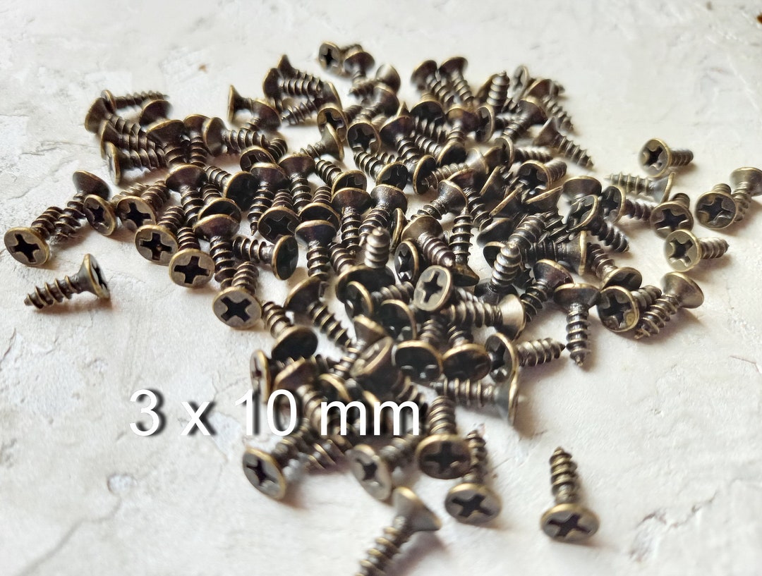 Dark Bronze Small Screws 100 Psc 3 X 10 Mm Miniature Screws for Hinges ...