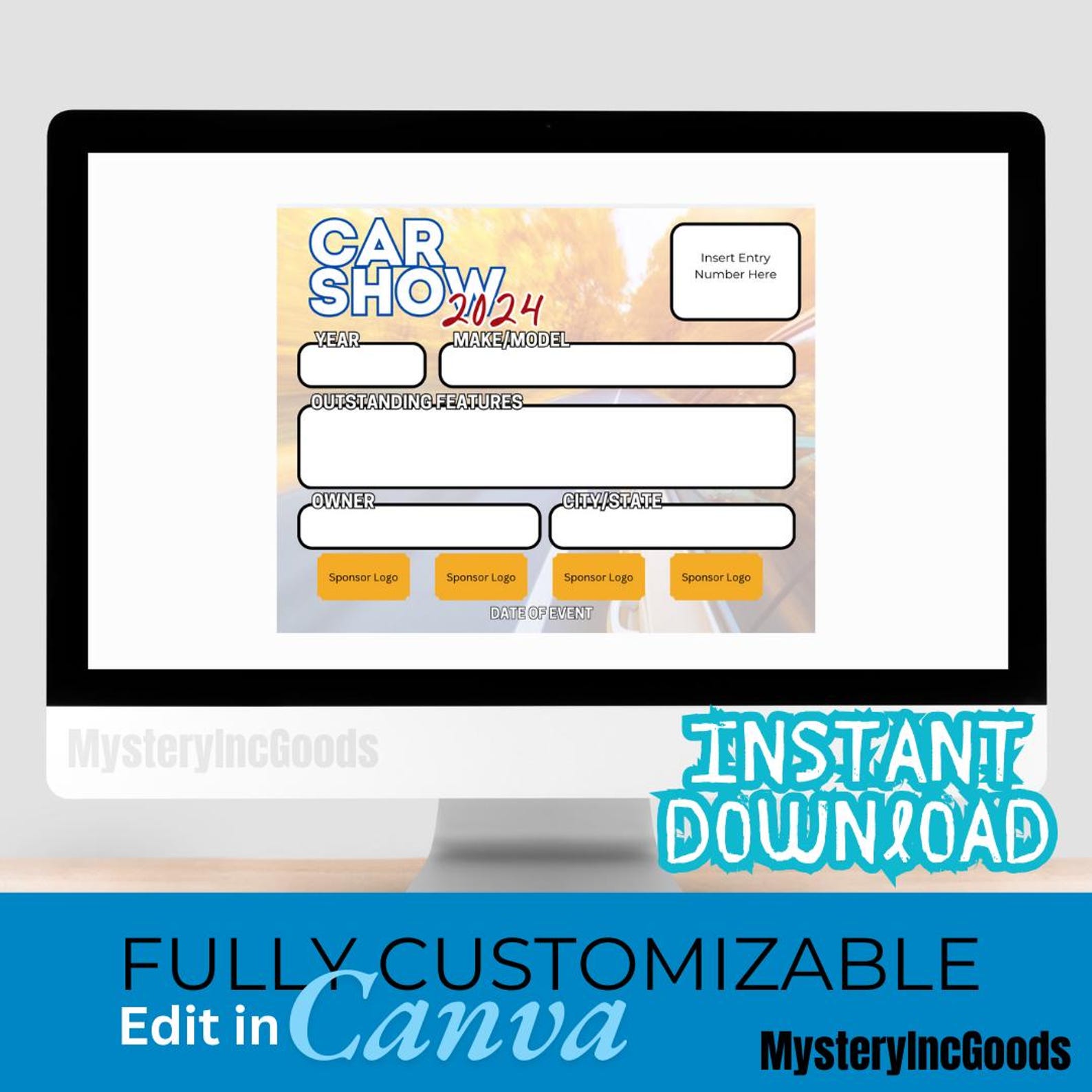 Car Show Window Card Template: Customizable Event Flyer (canva Digital ...