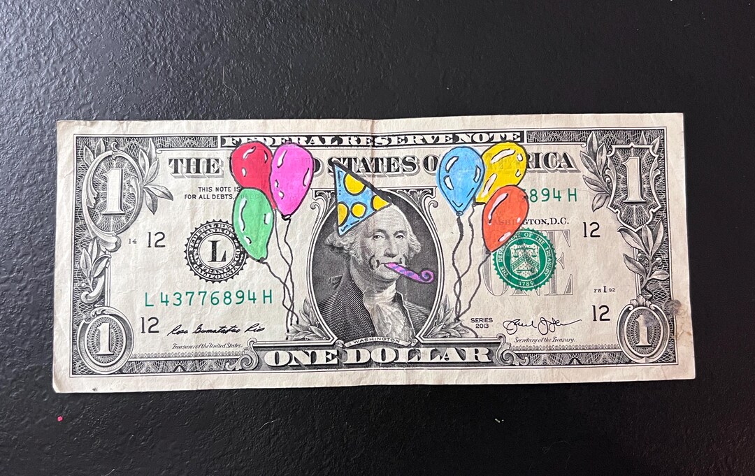 Dollar Bill Custom Art Birthday Balloons and Party Hat Celebration ...