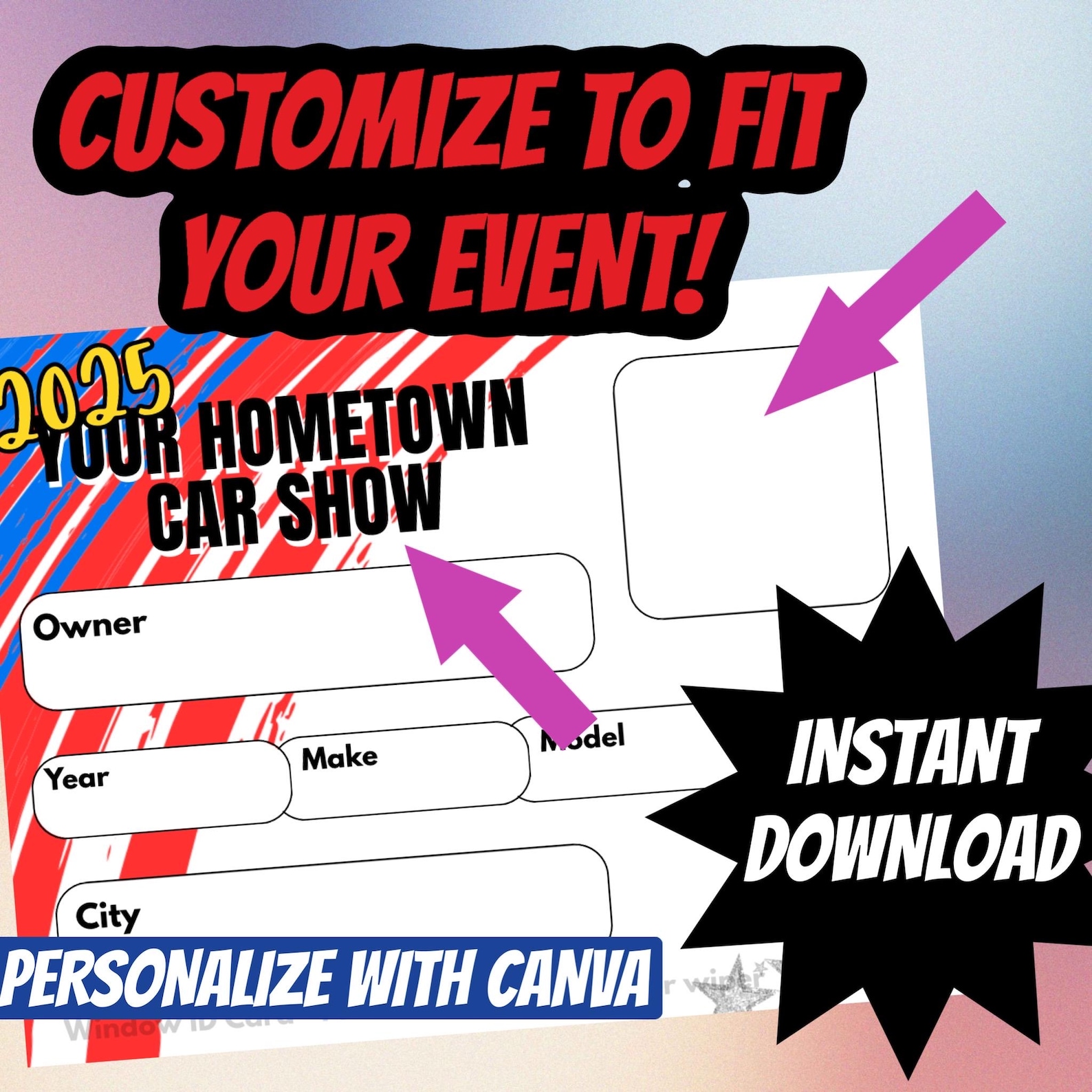 Car Show Window Card Template: Customizable Automotive Event (canva ...